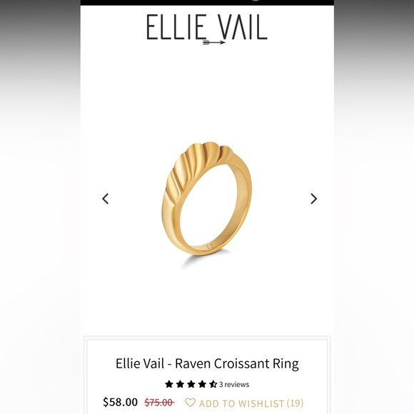 Ellie Vail | Jewelry | Ellie Vail Water Resistant Raven Croissant Ring | Poshmark